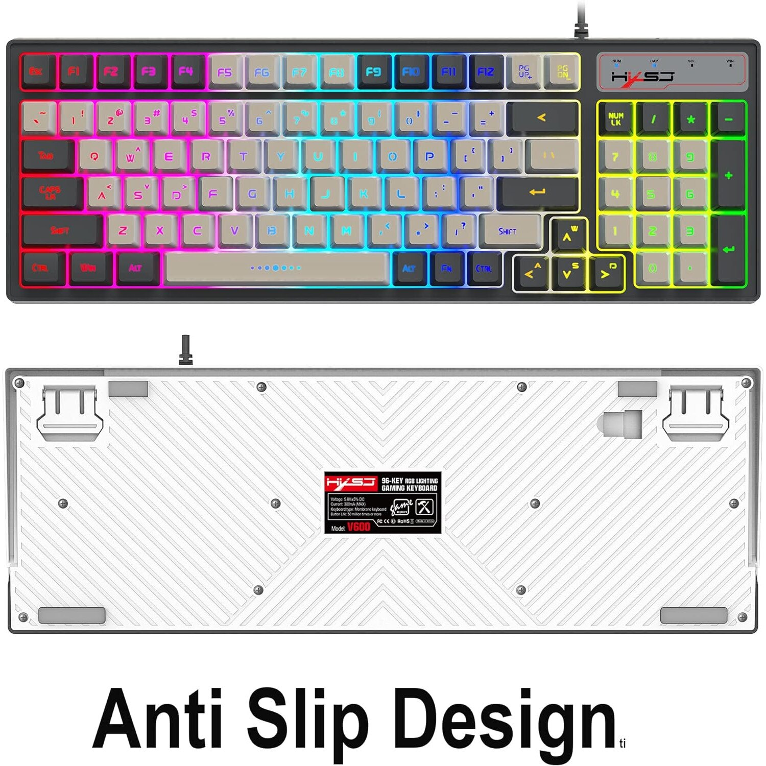 Tastatura Gaming RGB cu fir cu iluminare de fundal LED multi-Rainbow 8 ...