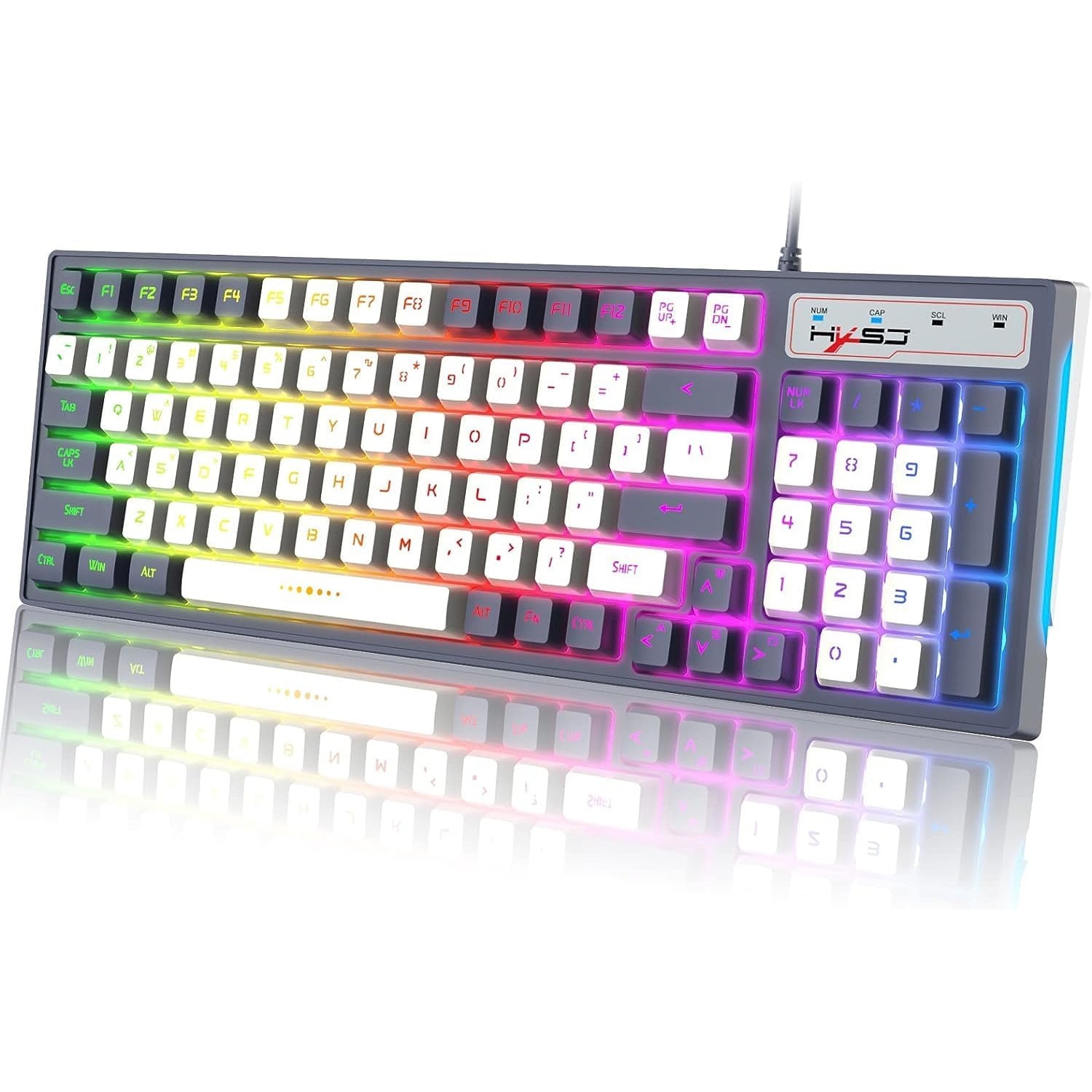 Tastatura Gaming RGB cu fir cu iluminare de fundal LED multi-Rainbow 8 ...