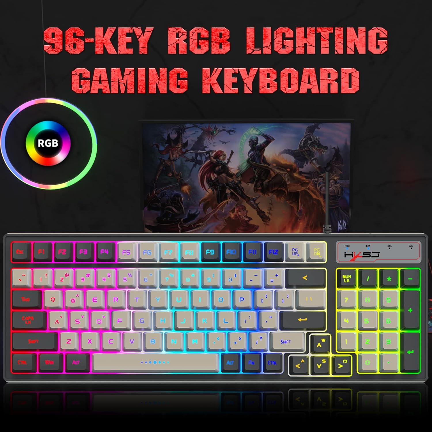 Tastatura Gaming RGB cu fir cu iluminare de fundal LED multi-Rainbow 8 ...