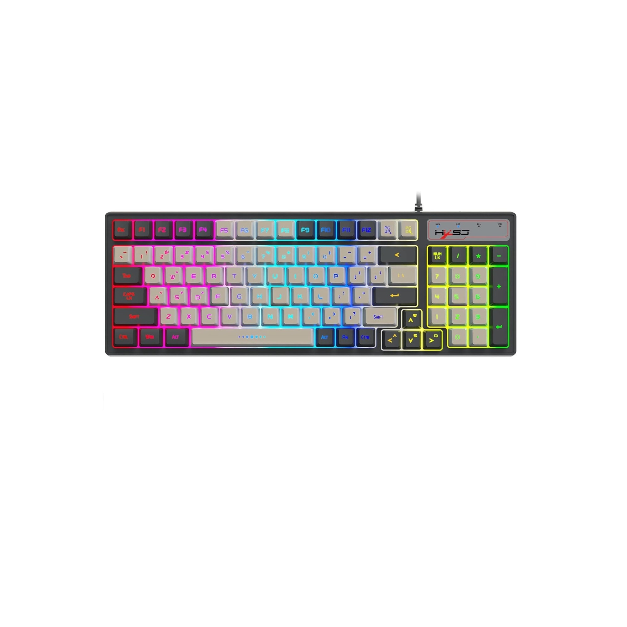 Tastatura Gaming RGB cu fir cu iluminare de fundal LED multi-Rainbow 8 ...