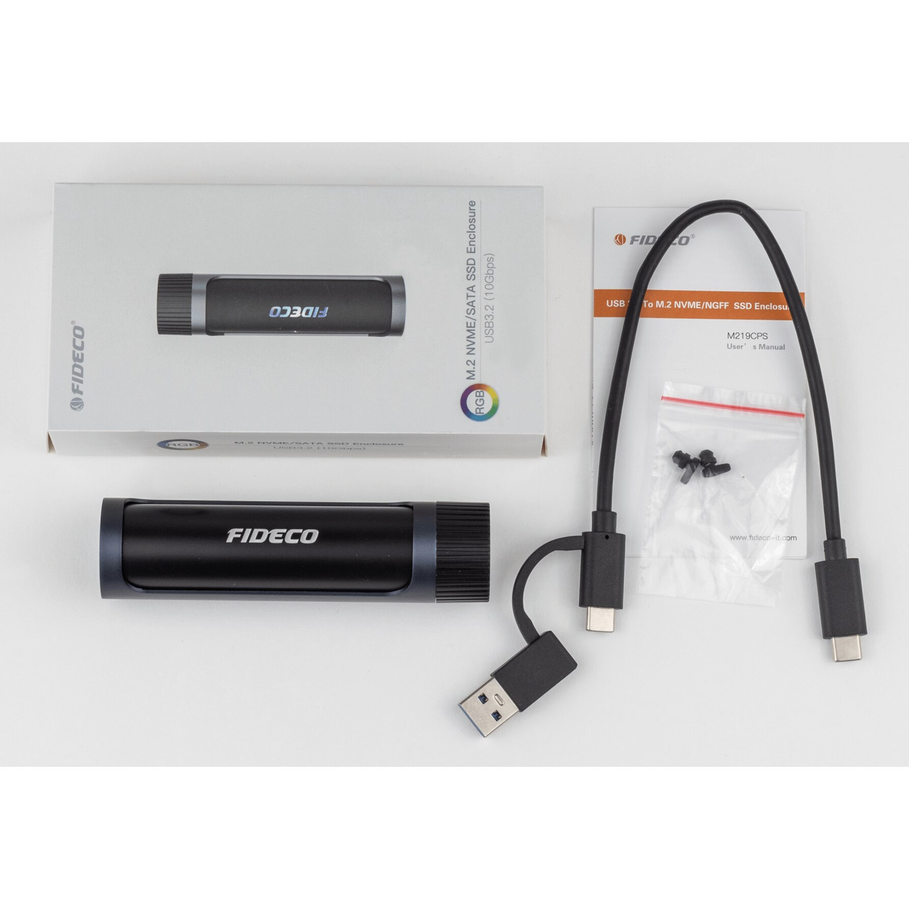 SSD корпус M.2 NVMe SATA SSD USB 3.2 Fideco USB C 10 Gbps черен - eMAG.bg