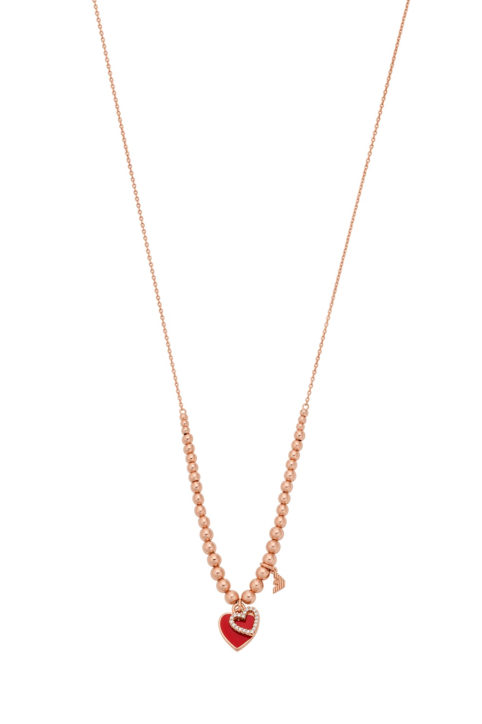 Emporio Armani, Colier cu pandantive cu inima, Auriu rose - eMAG.ro