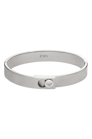 Emporio Armani, Bratara rigida din otel inoxidabil, Argintiu - eMAG.ro