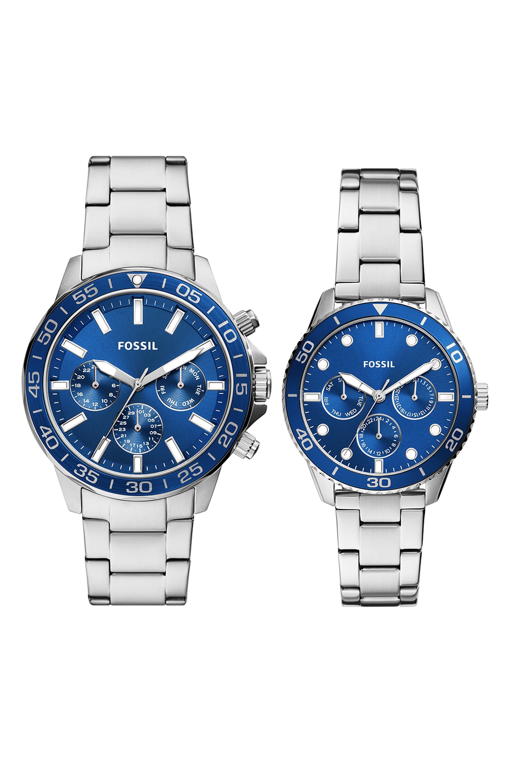 Fossil, Set de ceasuri cu functii multiple - 2 piese, Argintiu - eMAG.ro
