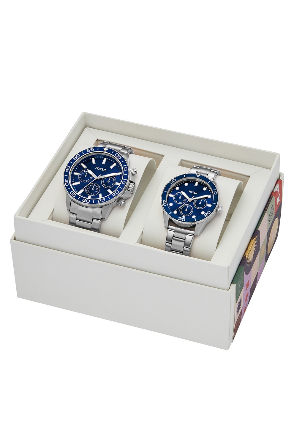 Fossil, Set de ceasuri cu functii multiple - 2 piese, Argintiu - eMAG.ro