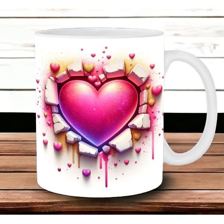 Cana personalizata, O altfel de inima roz, Ceramica, Alb, 350 ml - eMAG.ro