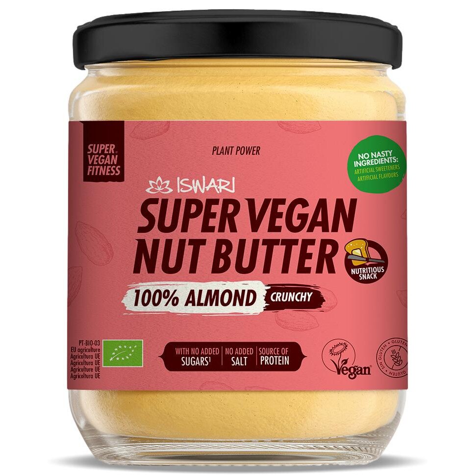 Unt crocant BIO Super Vegan din migdale, fara zahar Iswari, 400 g - eMAG.ro