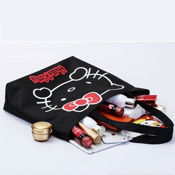 Geanta Dama, Model Hello Kitty, Panza, 40 x 31 x 10cm, Negru - eMAG.ro