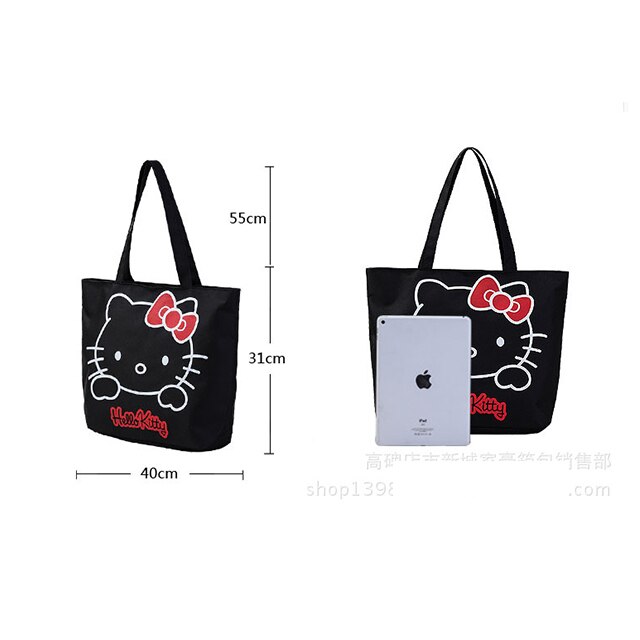 Geanta Dama, Model Hello Kitty, Panza, 40 x 31 x 10cm, Negru - eMAG.ro