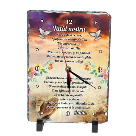 Placa ardezie ceas, Tatal nostru, 17x23 cm - eMAG.ro