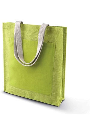 Geanta de cumparaturi din iuta, 35x40x9 cm KI0221, Lime - eMAG.ro