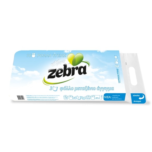 Hartie igienica Zebra BLUE 3 straturi, 10 role, 24m/rola - eMAG.ro