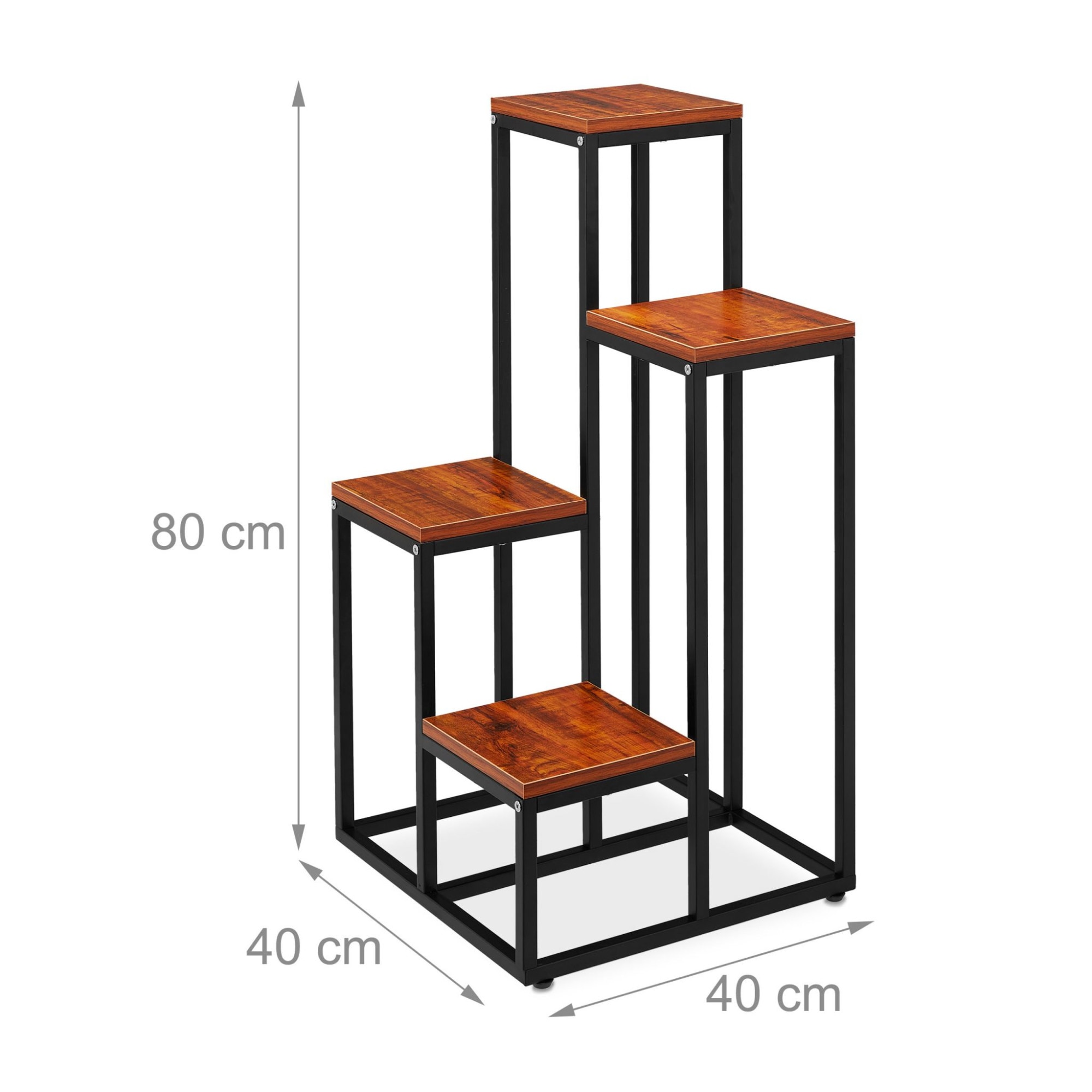Stand pentru flori, 4 rafturi pe diferite nivele, cadru metalic, placi ...