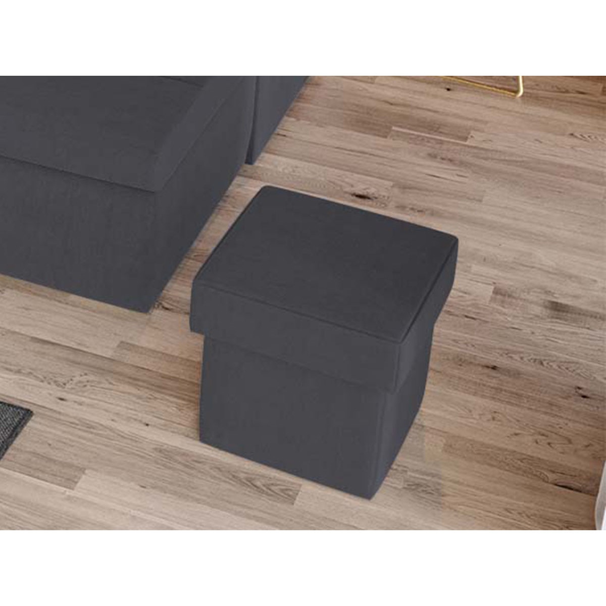 Taburet Patrat, tapitat stofa, 40 x 40 x 38 cm, Gri - eMAG.ro