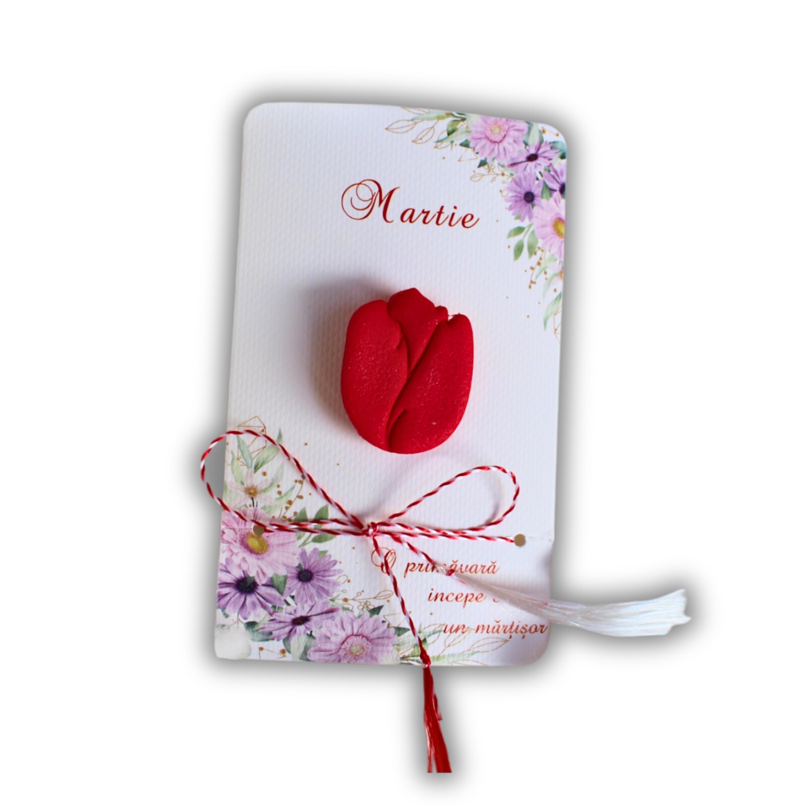 Martisor - Brosa Handmade 'Crinis - Lalea', Lut Polimeric, Rosu - eMAG.ro