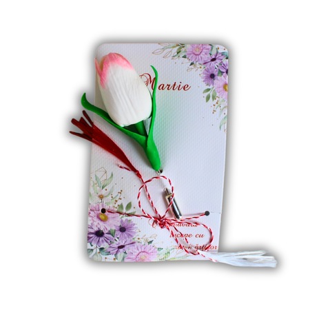 Martisor - Brosa Handmade 'Crinis - Pin Lalea', Lut Polimeric, Alb ...