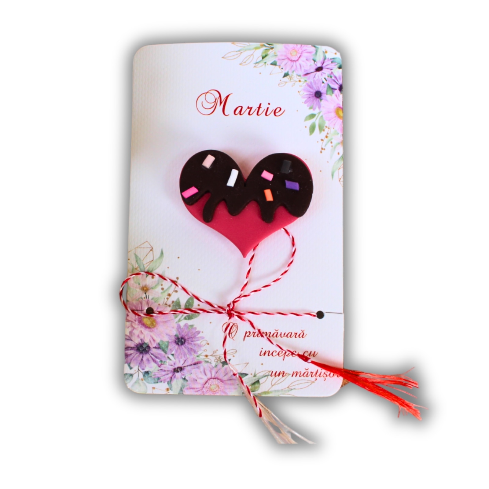 Martisor - Brosa Handmade 'Crinis - Inima Glazurata', Lut Polimeric ...