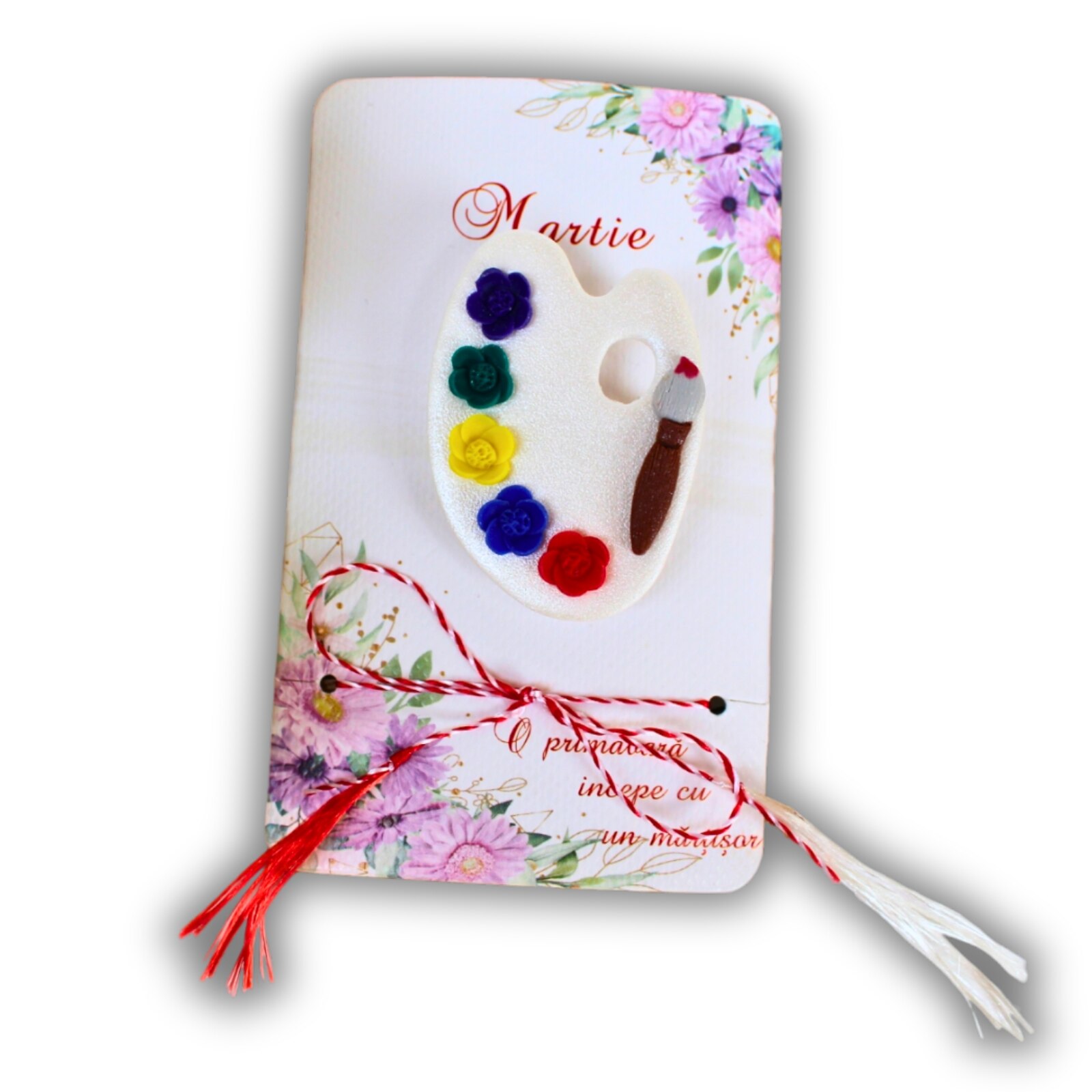 Martisor - Brosa Handmade 'Crinis - Paleta de pictat cu Flori', Lut ...
