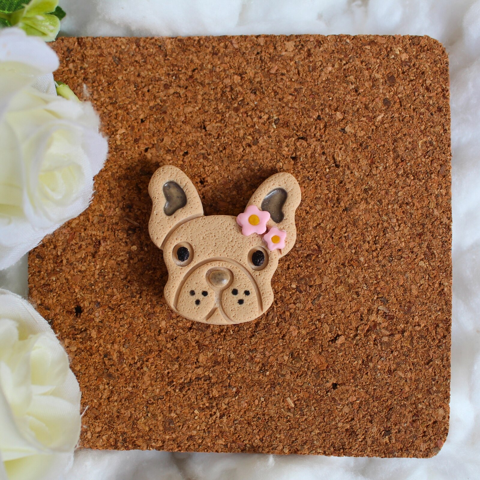 Martisor - Brosa Handmade 'Crinis - Puppy Girl', Lut Polimeric, Crem ...