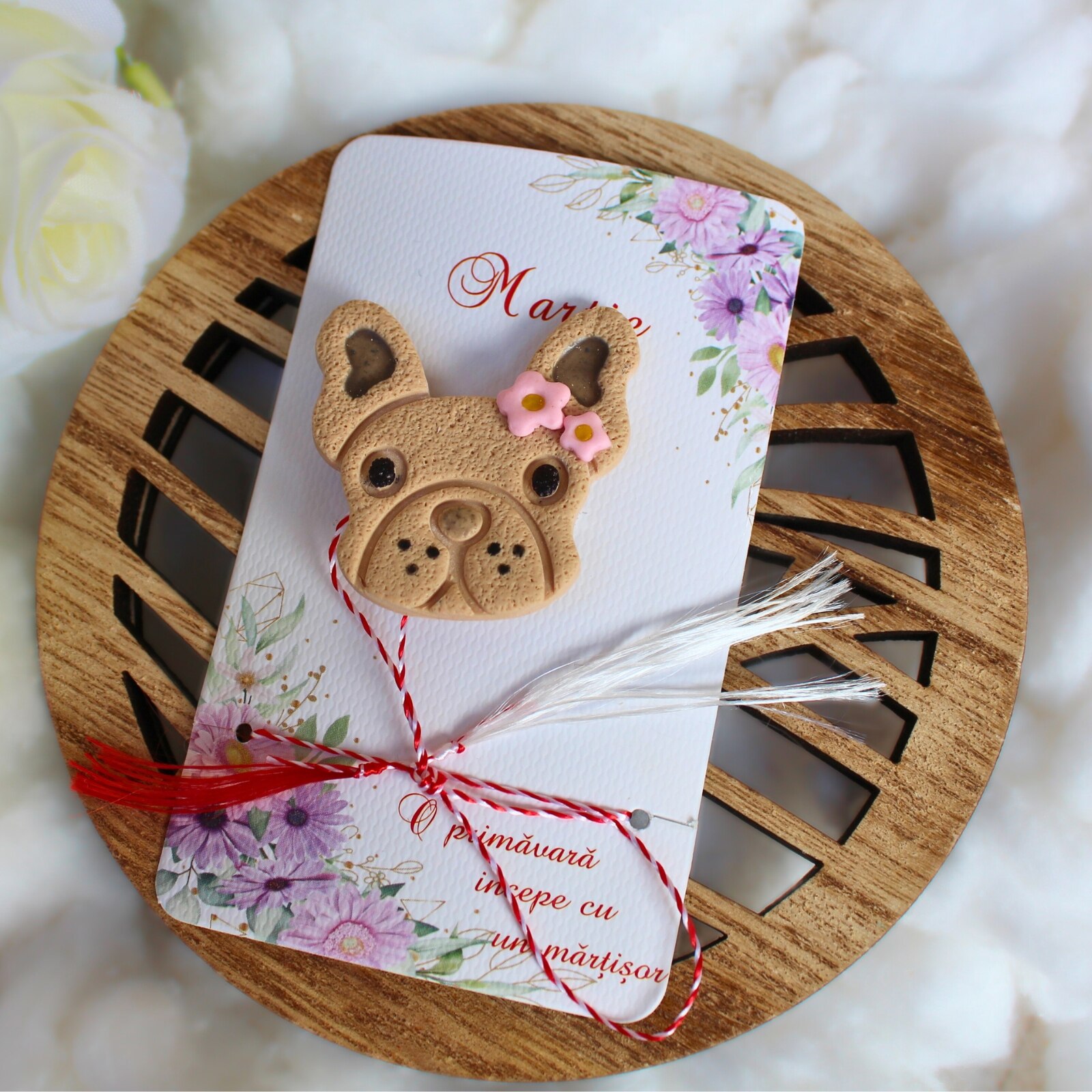 Martisor - Brosa Handmade 'Crinis - Puppy Girl', Lut Polimeric, Crem ...