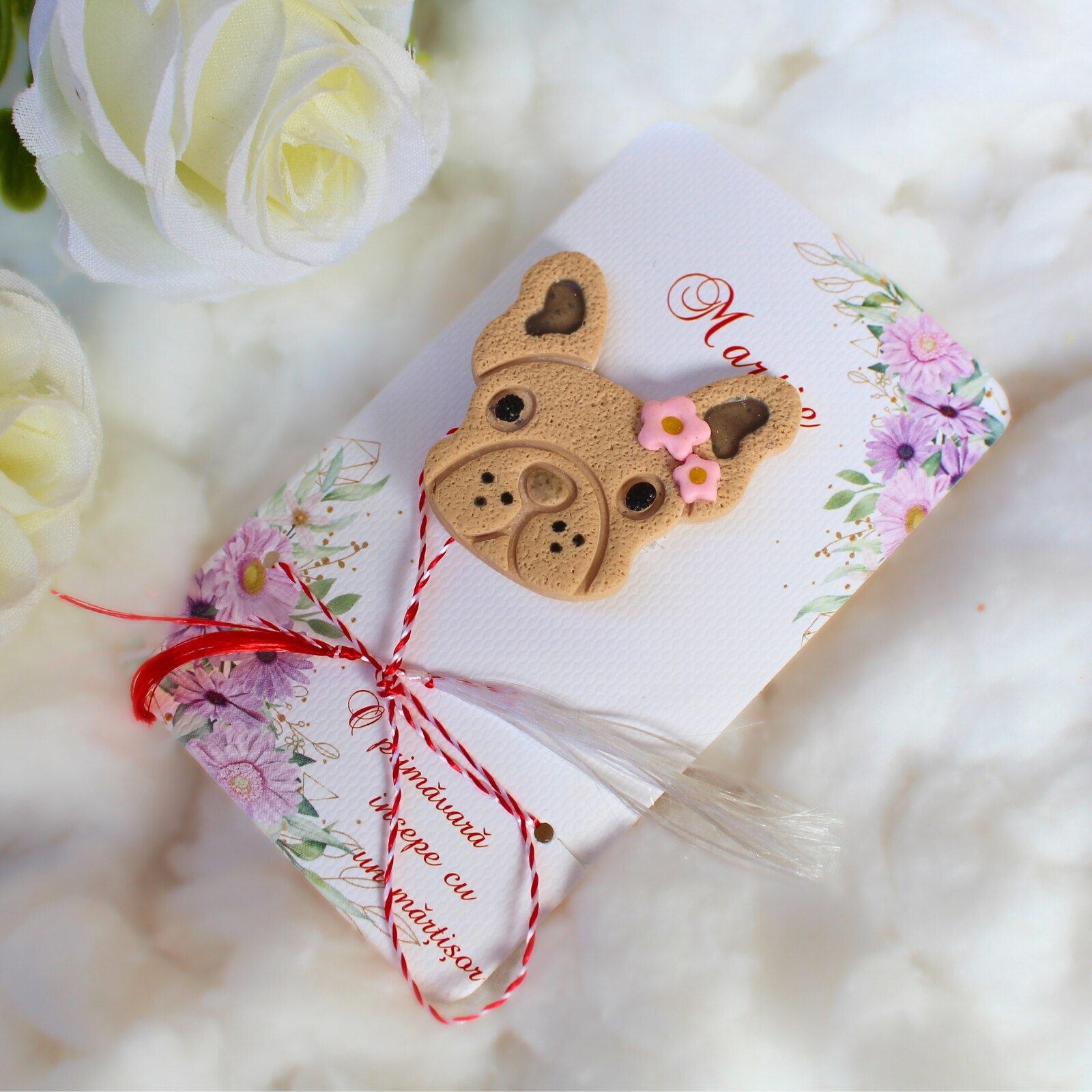 Martisor - Brosa Handmade 'Crinis - Puppy Girl', Lut Polimeric, Crem ...