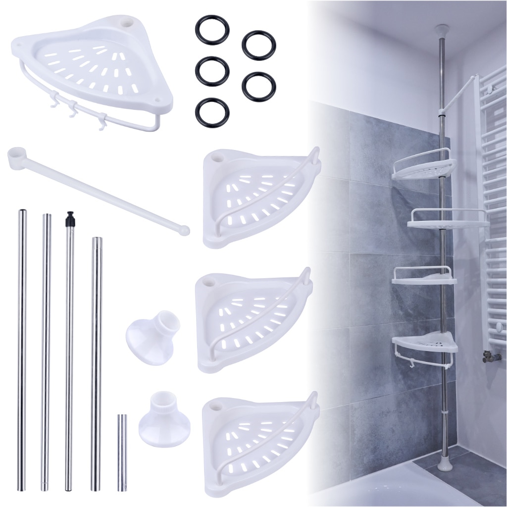 Raft baie, dus coltar, telescopic, 4 rafturi, umerase, alb - eMAG.ro