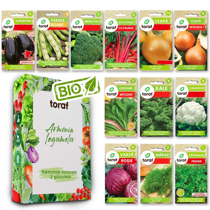 Set de seminte fructe legume, vinete, fasole lata, brocoli, sfecla ...