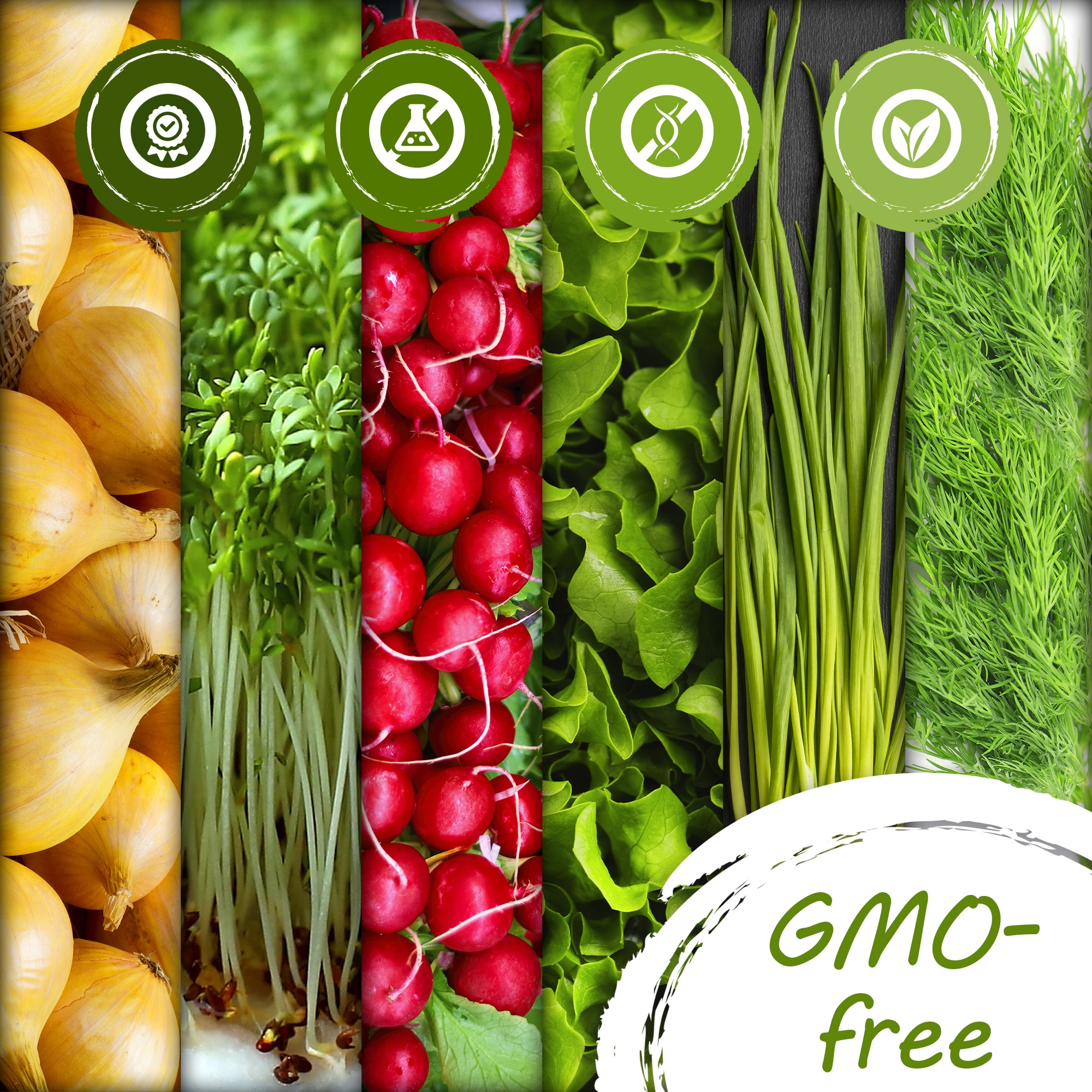 Set de seminte legume, ceapa, creson, ridiche, arpagic, salata verde ...