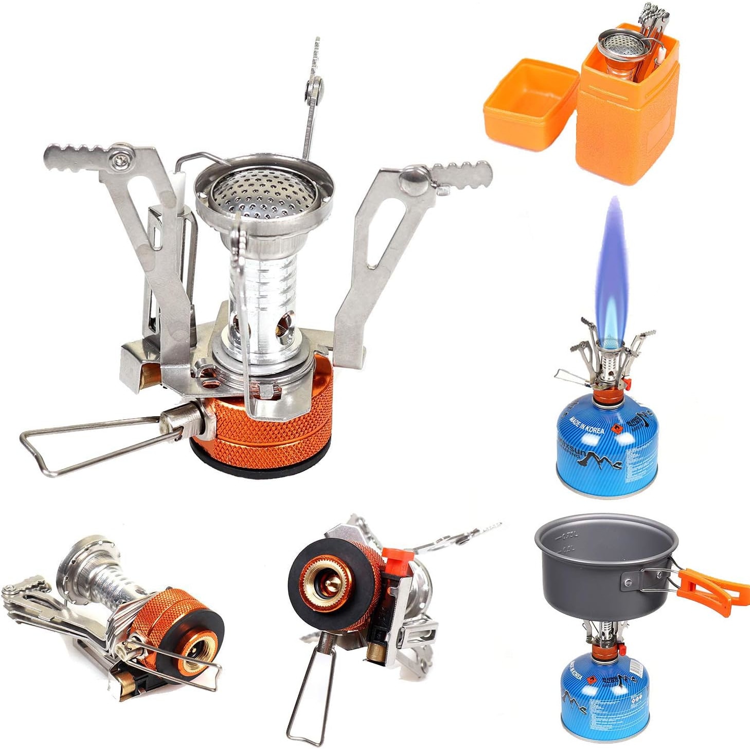 Set de gatit pentru camping, tacamuri pliabile, Inox/Silcon, Negru ...