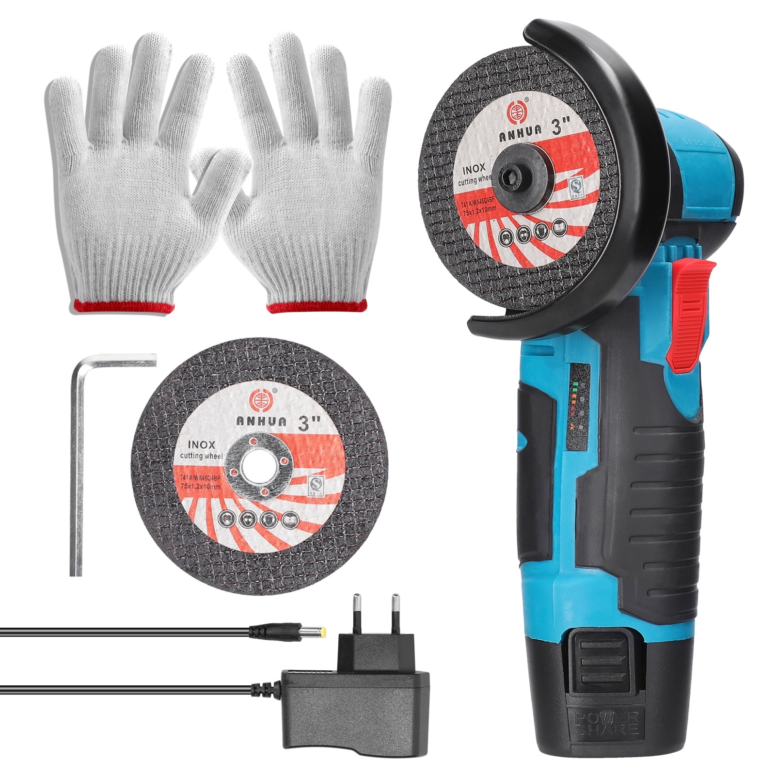 Mini polizor flex unghiular portabil 12V, 750W, 1500 mAh, 19500 rpm, 2 ...