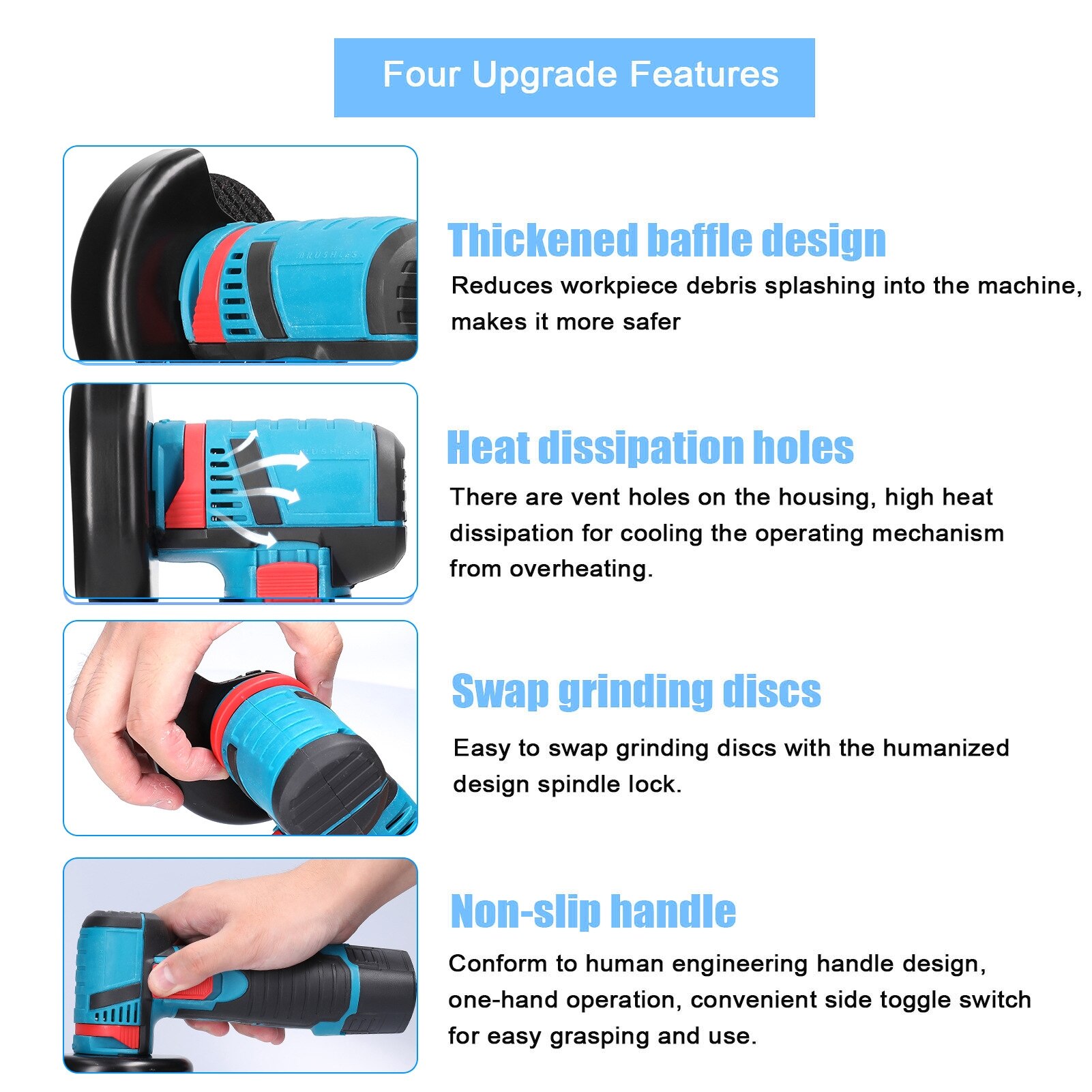 Mini polizor flex unghiular portabil 12V, 750W, 1500 mAh, 19500 rpm, 2 ...