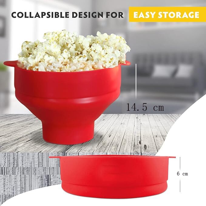 Recipient din Silicon pentru Popcorn la Microunde cu Capac Pliabil ...