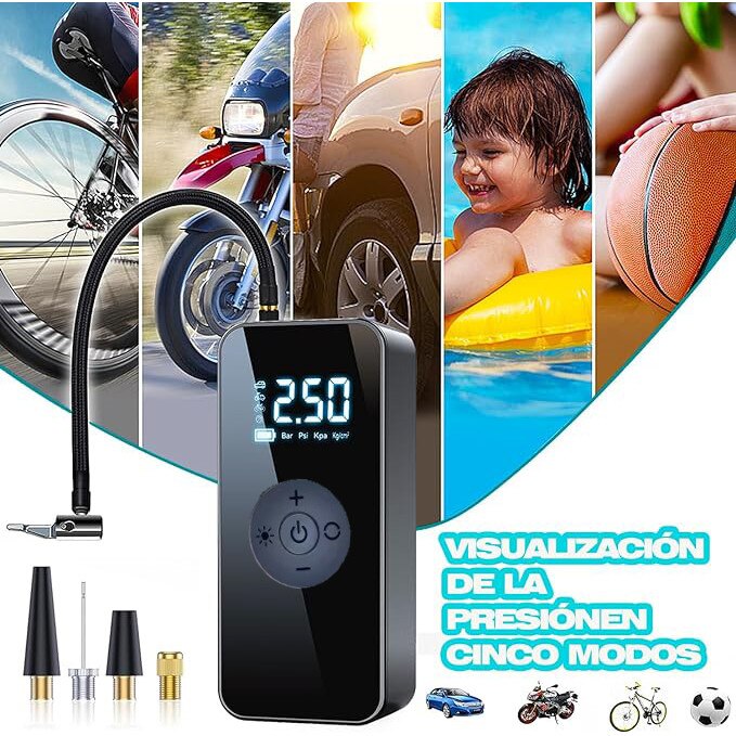 Compresor Auto portabil, 150 PSI, 30 L/min, 3x2000 mAh, Negru - eMAG.ro