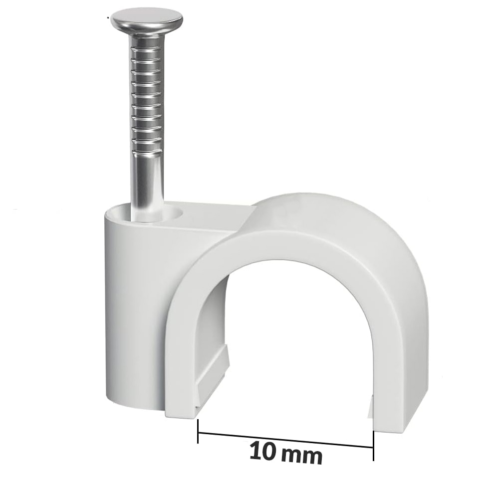 Set 100 bucati cleme pentru fixare cabluri, 10 mm diametru, alb - eMAG.ro