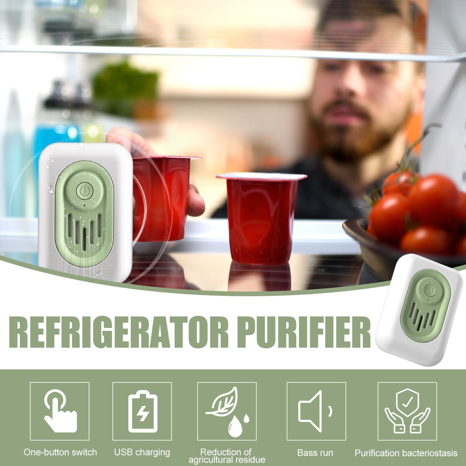 Odorizant frigider, generator de ozon reincarcabil cu mini usb pentru ...