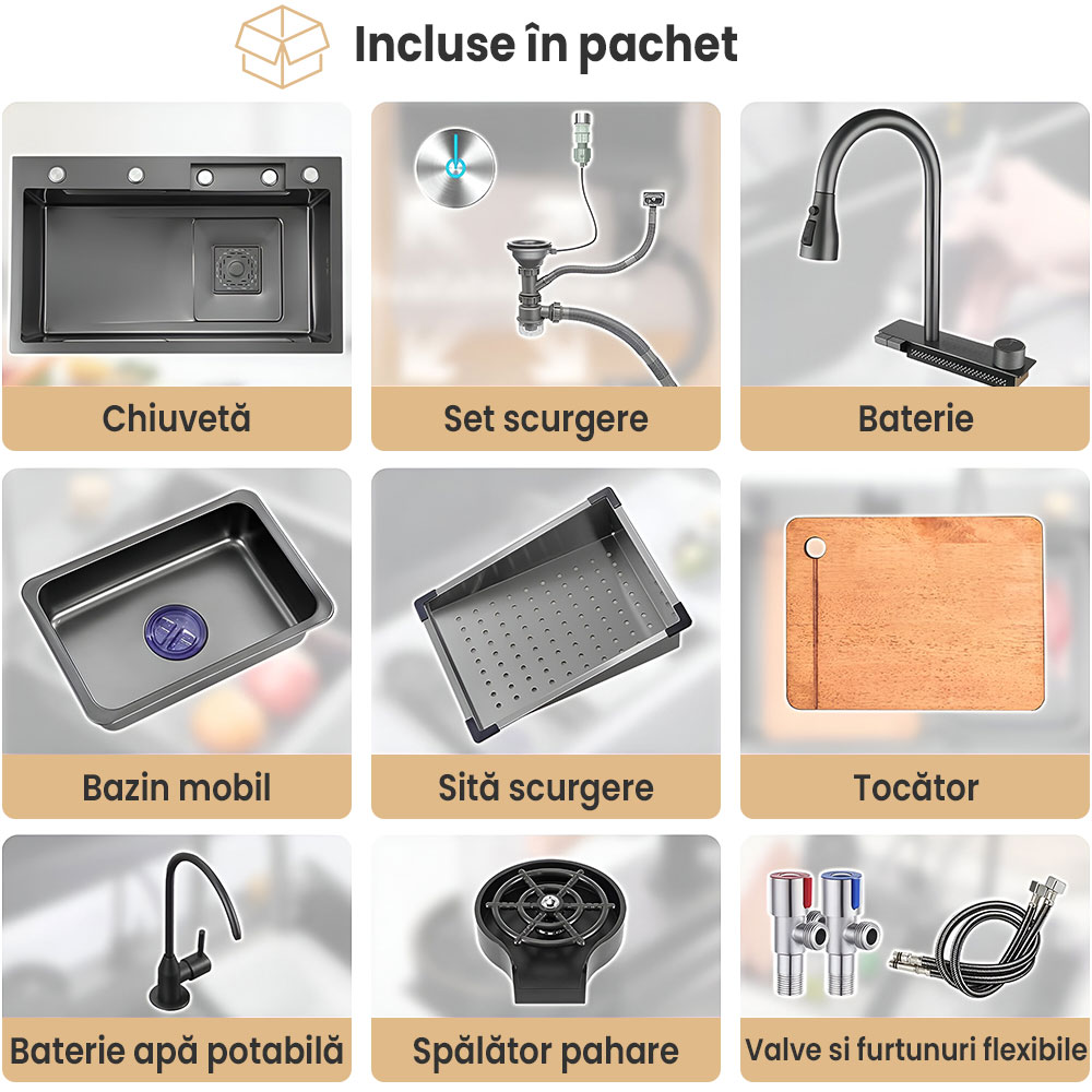 Set chiuveta multifunctionala profesionala din otel inoxidabil ...