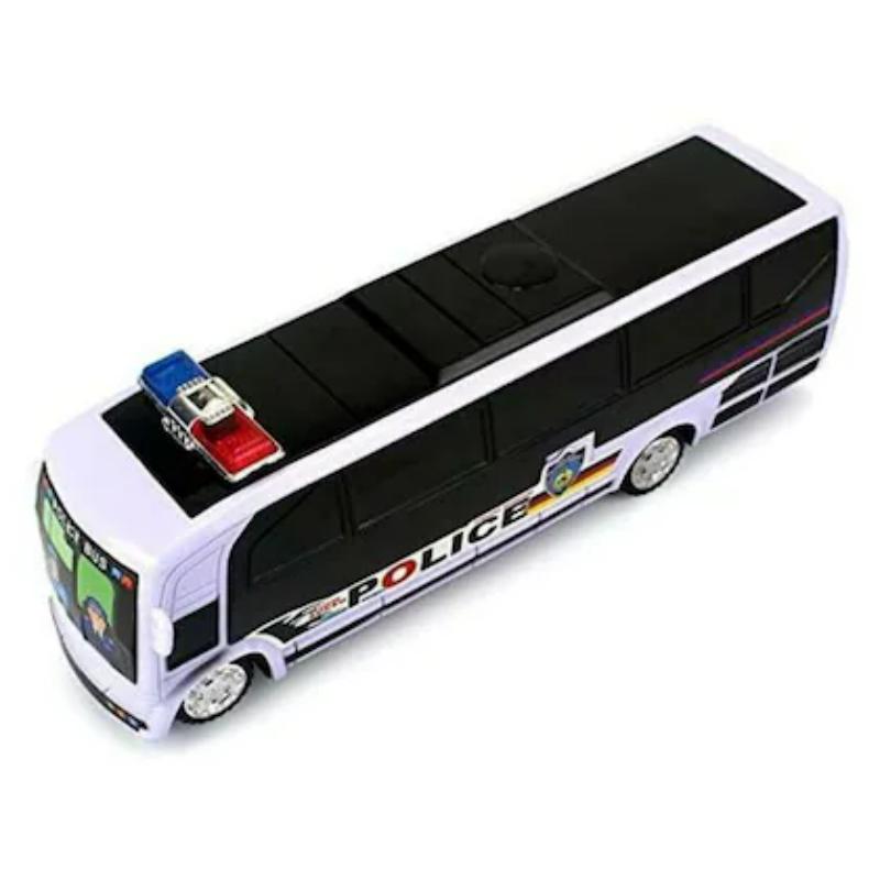 Autobuz de politie, lumini intermitente colorate, rotire la 360 ...