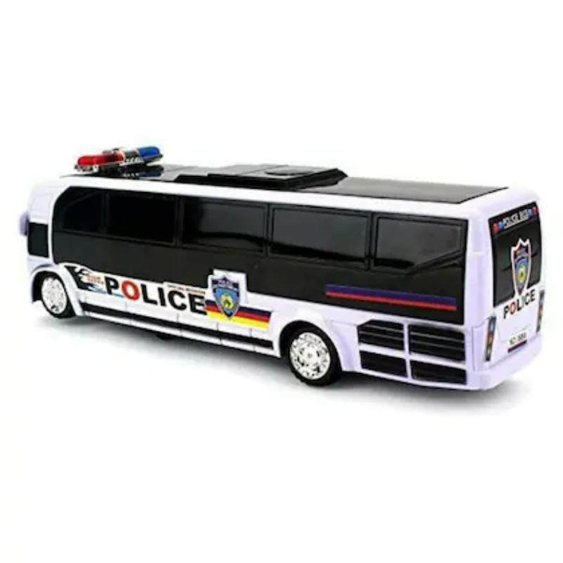 Autobuz de politie, lumini intermitente colorate, rotire la 360 ...