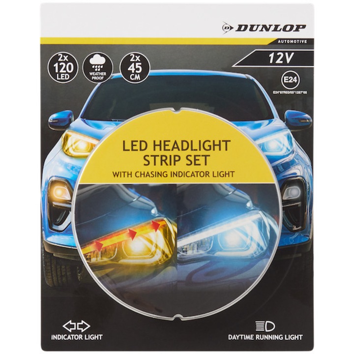 Set 2 bucati banda LED lumini de zi si semnalizare Dunlop, 2x 45cm, 2x ...