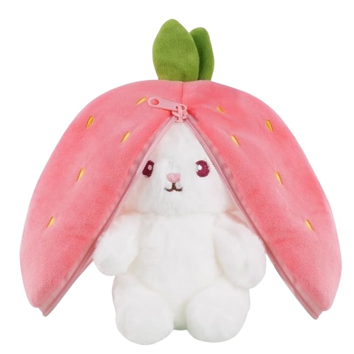 Jucarie de plus iepuras, Fleece/Bumbac, 23cm, 3-8ani, Alb/Roz - eMAG.ro