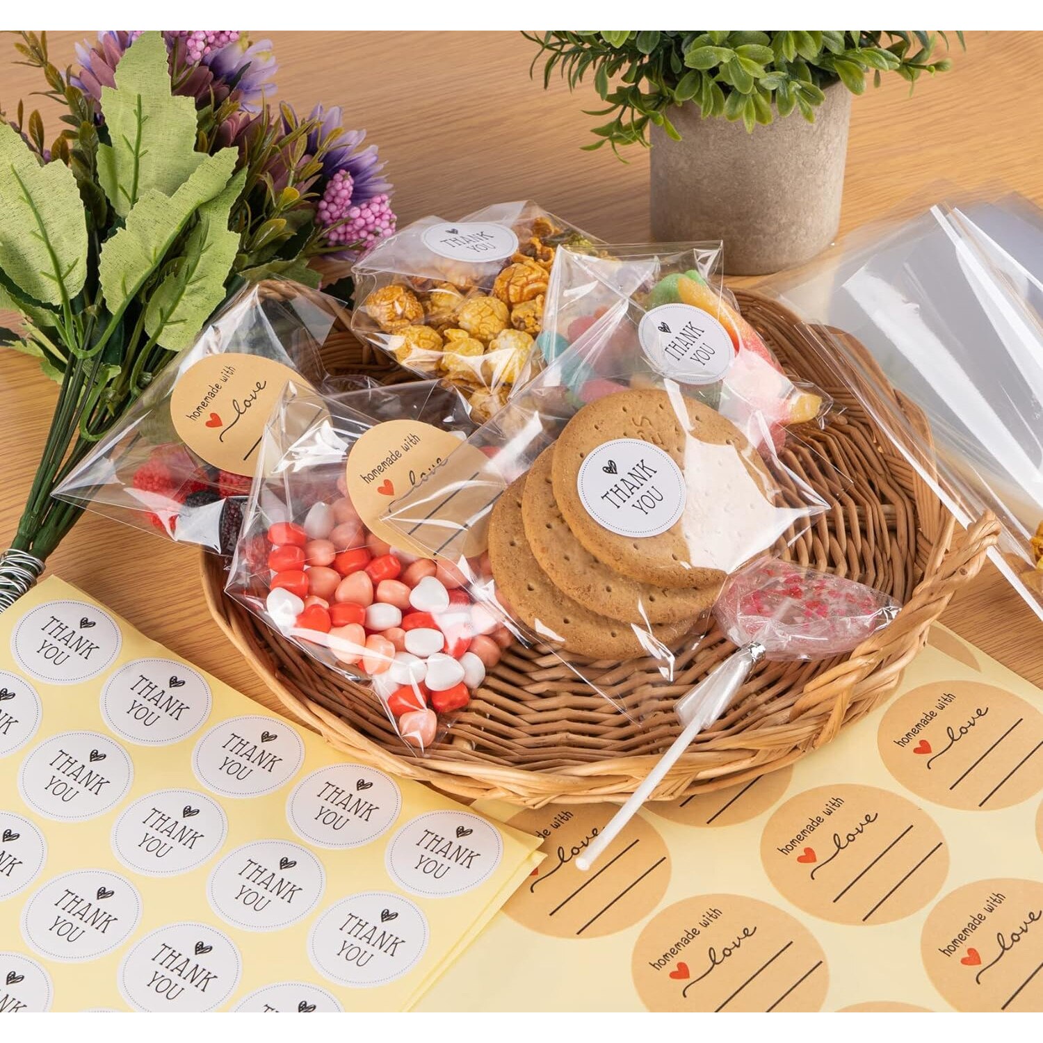 Set de 200 Pungute pentru Dulciuri din Celofan Transparent, 12 x 17 cm ...