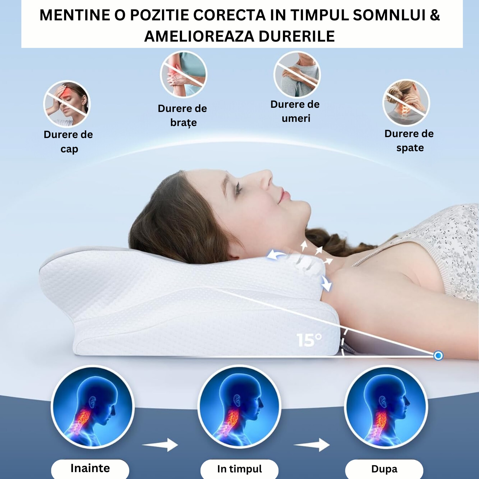Ортопедична възглавница за сън Infiniteea™ мемори пяна опора за шийката на матката и врата