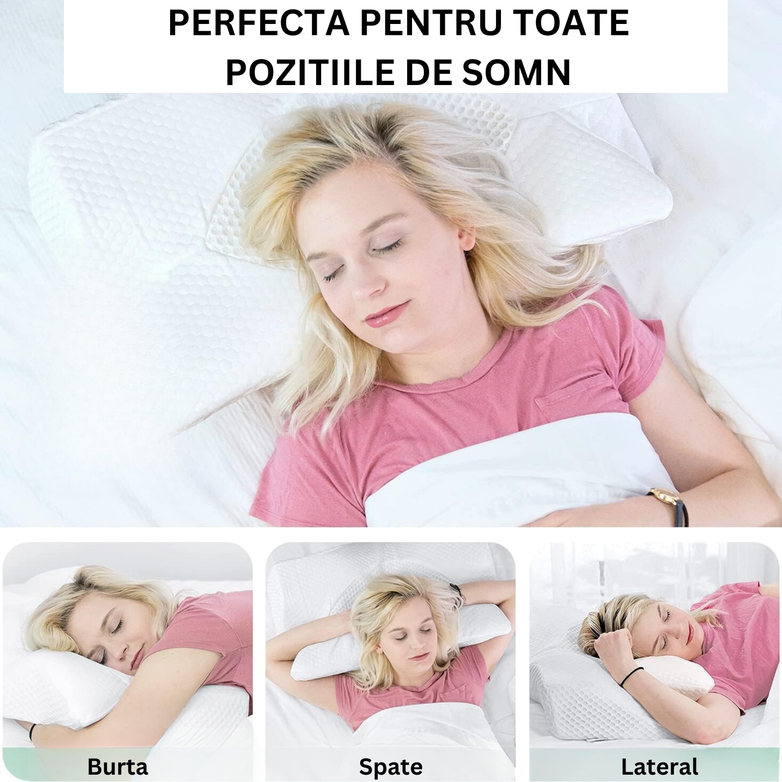 Perna Ortopedica pentru Dormit Infiniteea™, Spuma cu Memorie, Suport ...