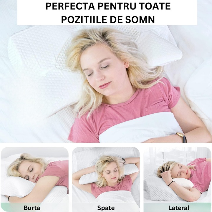 Perna Ortopedica pentru Dormit Infiniteea™, Spuma cu Memorie, Suport ...