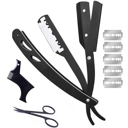 Brici pentru barbierit, oein, lame inlocuibile, otel inoxidabil, negru ...