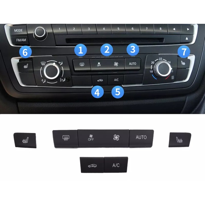 Set 7 Butoane Panou Clima Aer AC BMW Seria 1 2 3 4 F20 F30 F31 F32 F34 ...