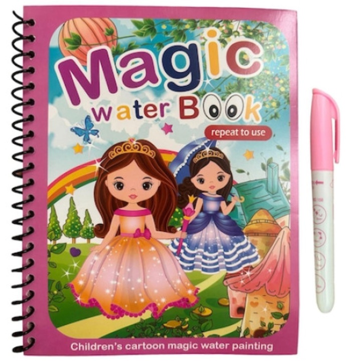 Carte de colorat cu apa, Montessori, Tema Printesa, Cute Princess Theme ...