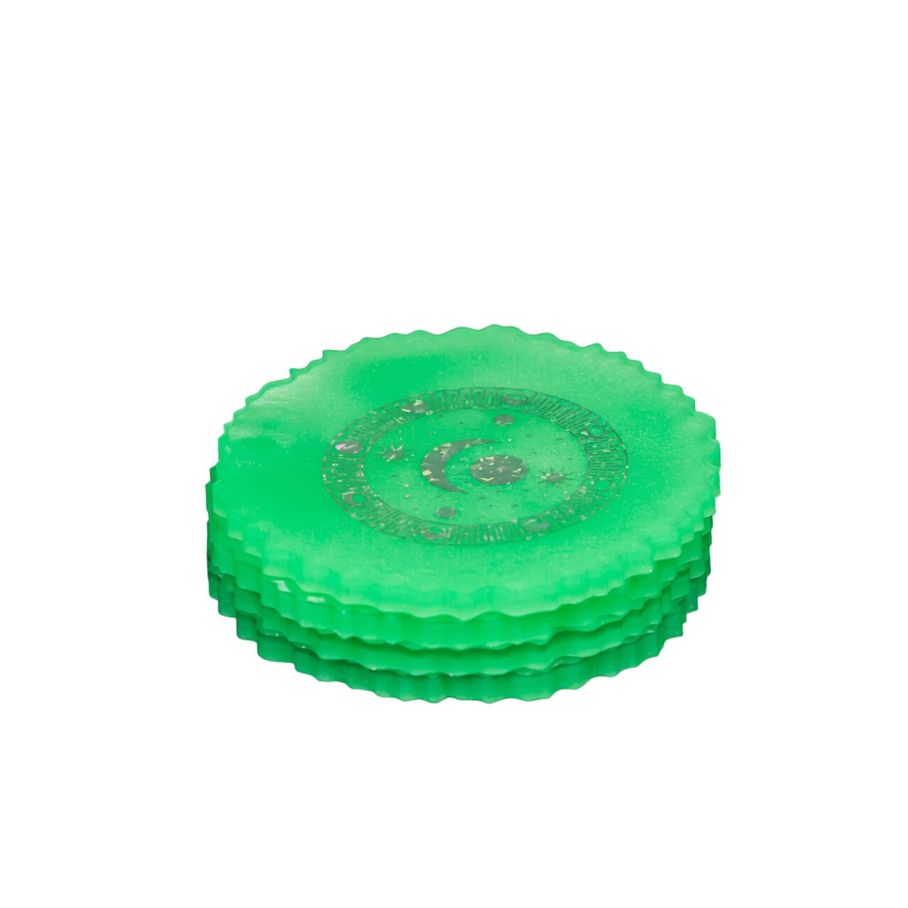 Set 4x suporturi de pahare rotunde verde fosforescent 86x86x6mm - eMAG.ro
