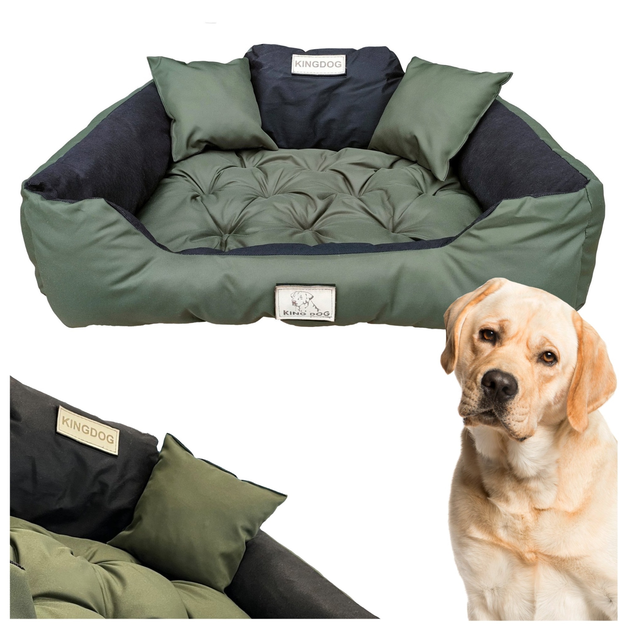 Culcus personalizat pentru caini mari, 115x95cm, verde, XL, set 2 ...