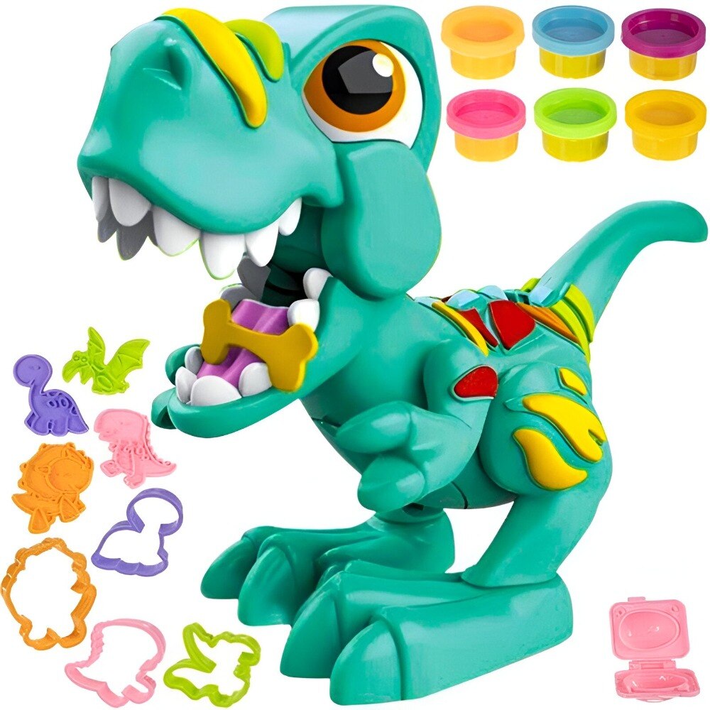 Set Dinozaur cu Plastilina Velixo®, Instrumente de Modelare, 6 Culori ...